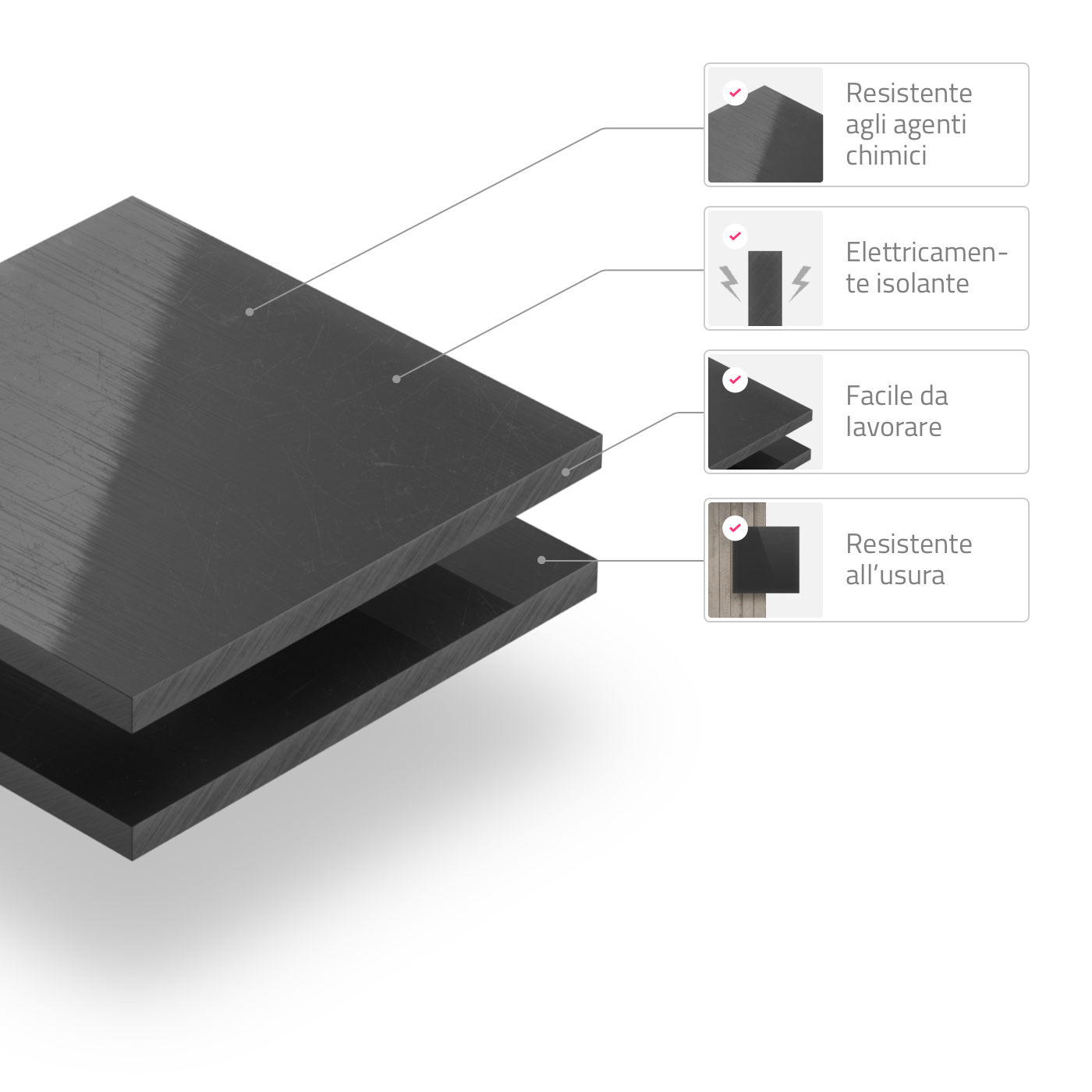 PVC rigido grigio scuro 5 mm - Su misura, consegna rapida